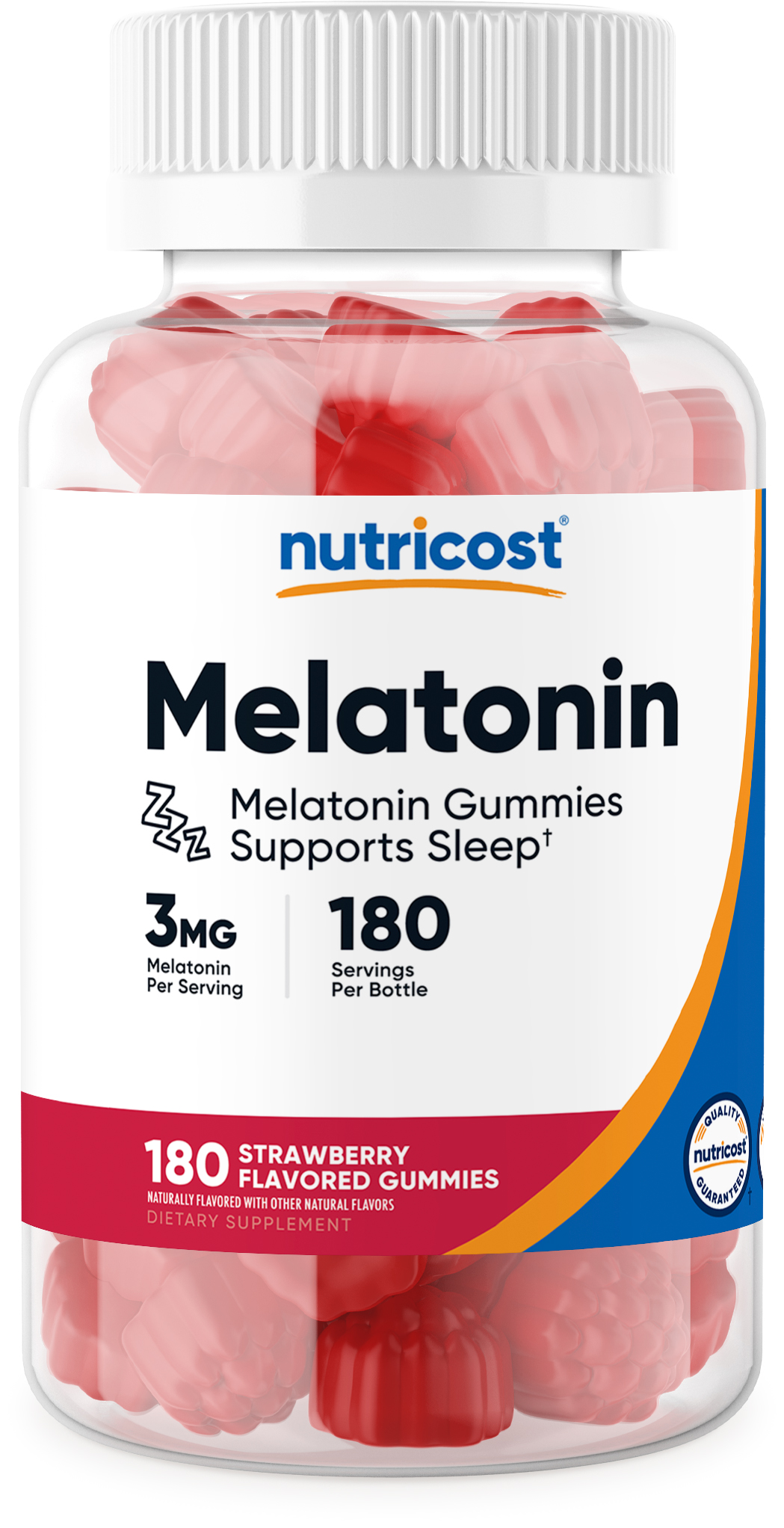 Nutricost Melatonin 3mg, 180 Gummies, Strawberry Flavored Supplement ...