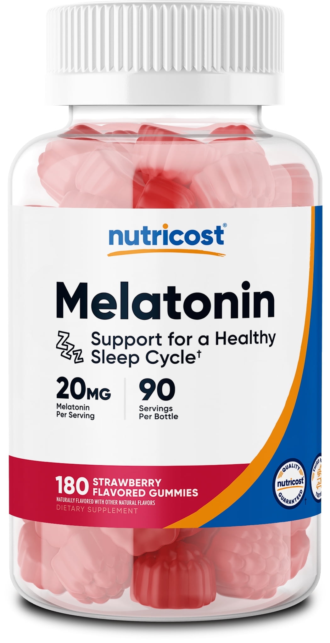 Nutricost Melatonin Gummies 20mg per serving, Strawberry Flavored, 180 ...