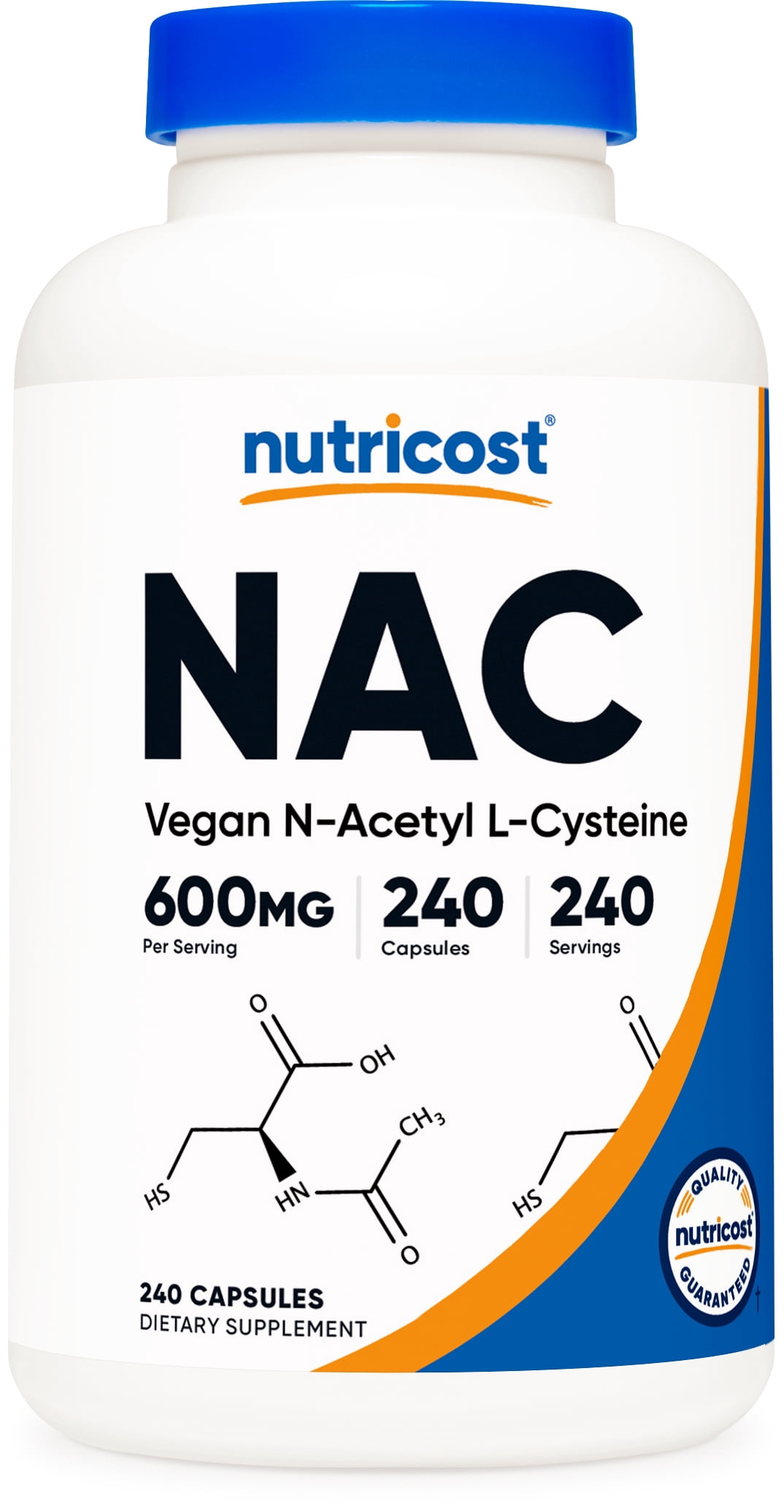 Nutricost N-Acetyl L-Cysteine NAC 600mg 240 Vegetarian Capsules ...