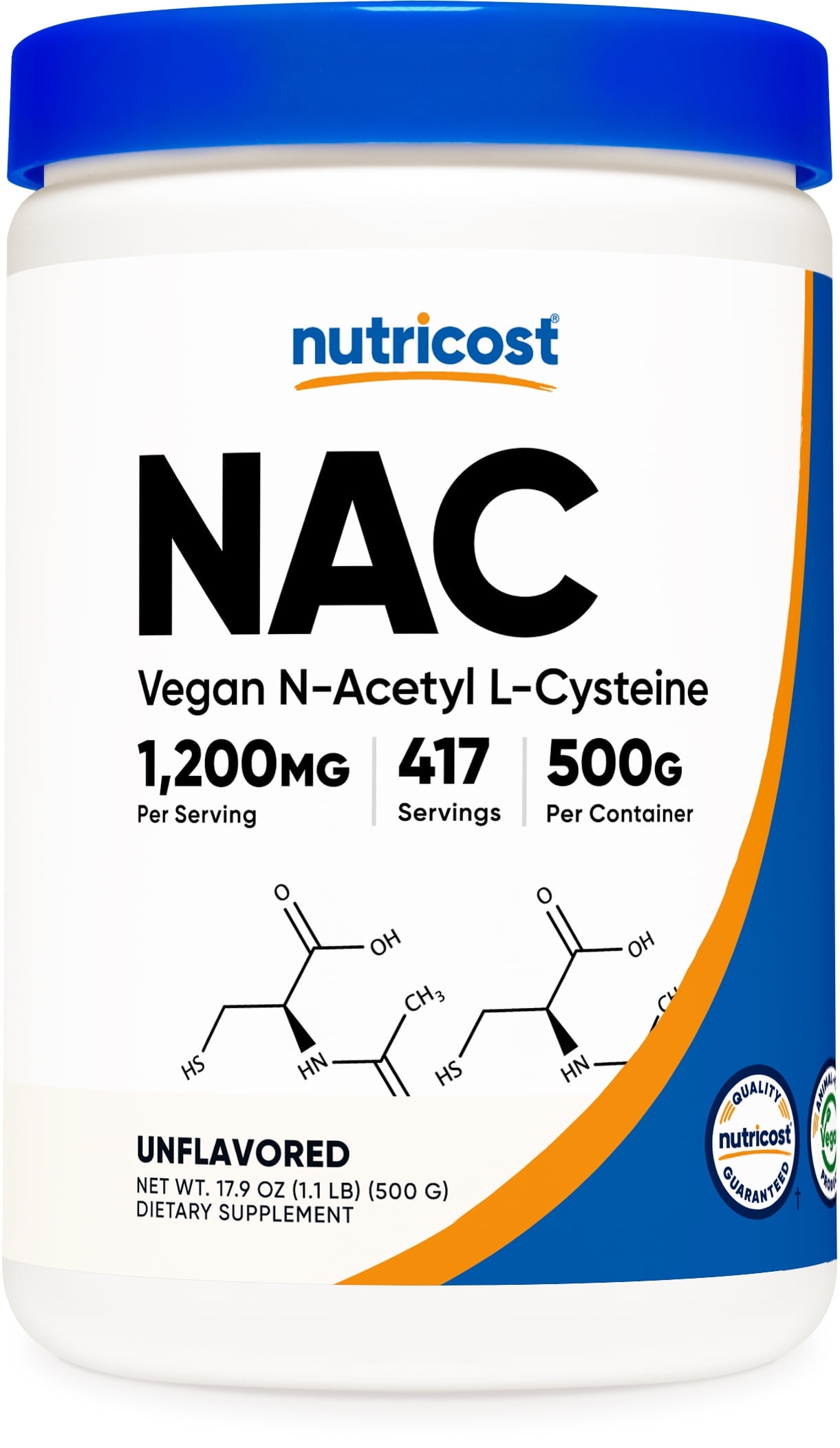 Nutricost N-Acetyl L-Cysteine (NAC) Powder Supplement, 500 Grams, 417 ...