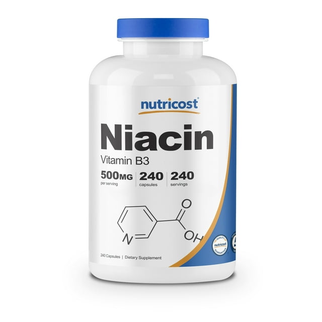 Nutricost Niacin 500mg Vitamin B3, 240 Capsules - Non-GMO, Gluten Free Supplement - Walmart.com