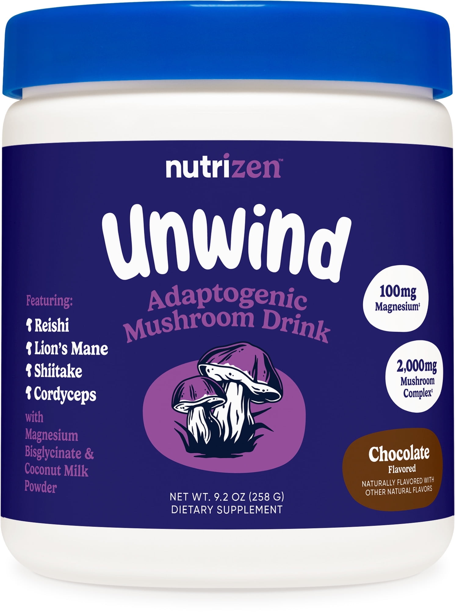 Nutricost Nutrizen PM Unwind Adaptogenic Mushroom Drink (Chocolate Flavored) 30 Servings ...