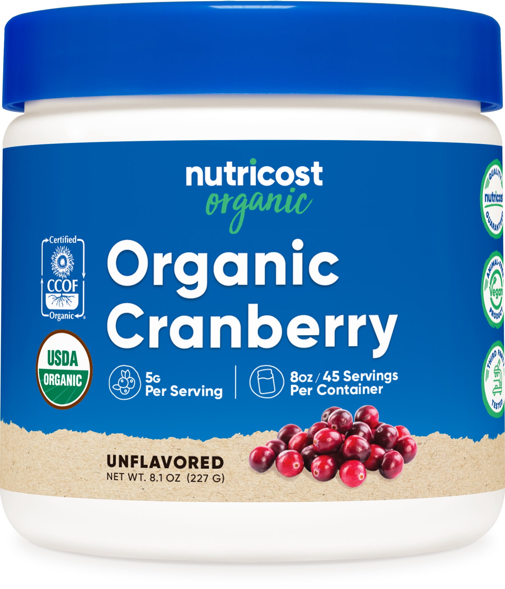 Nutricost Organic Cranberry 8 oz Powder, 5G per serving - Non-GMO ...