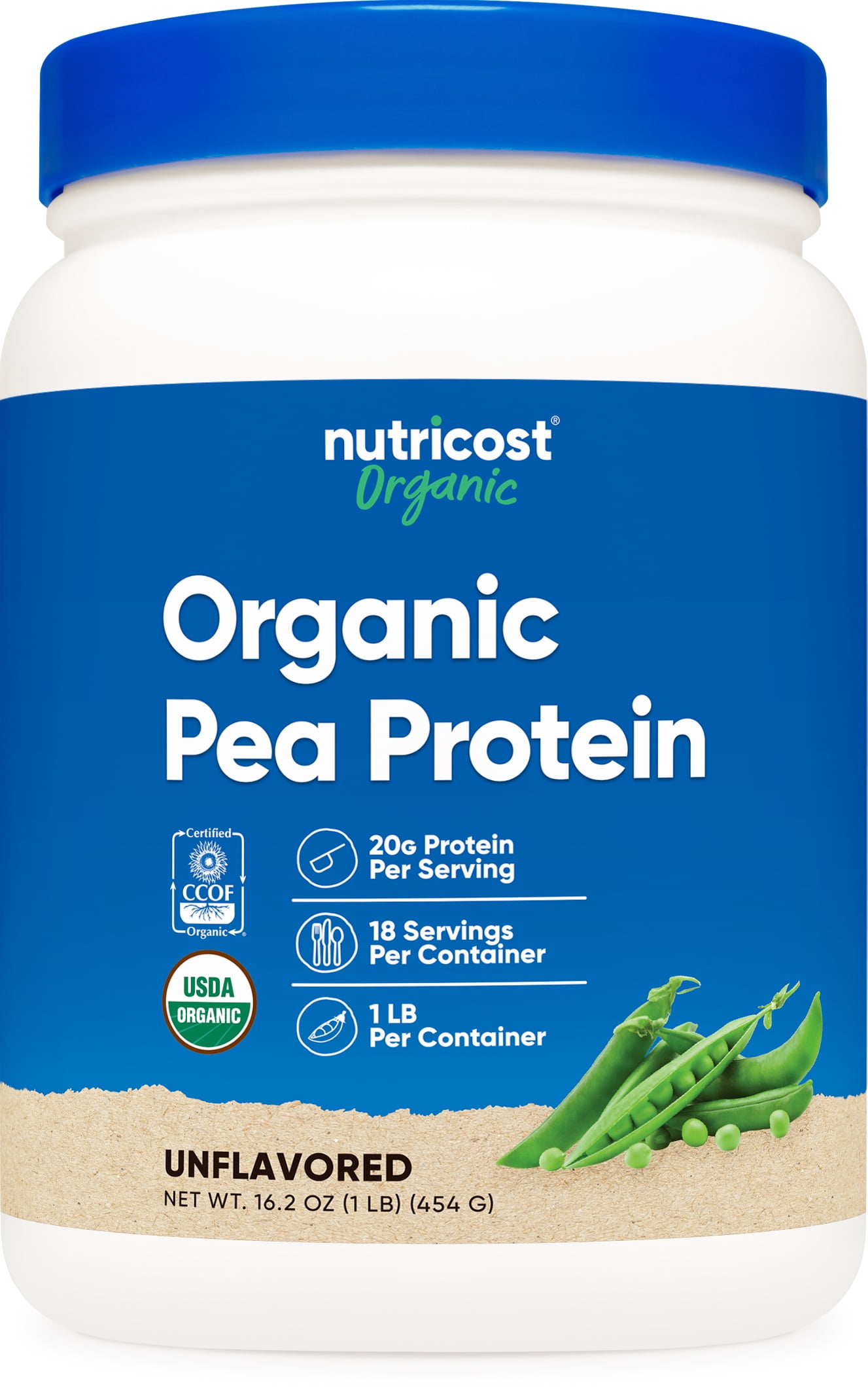 Nutricost Organic Pea Protein Powder (1LBS) - Unflavored, Certified ...