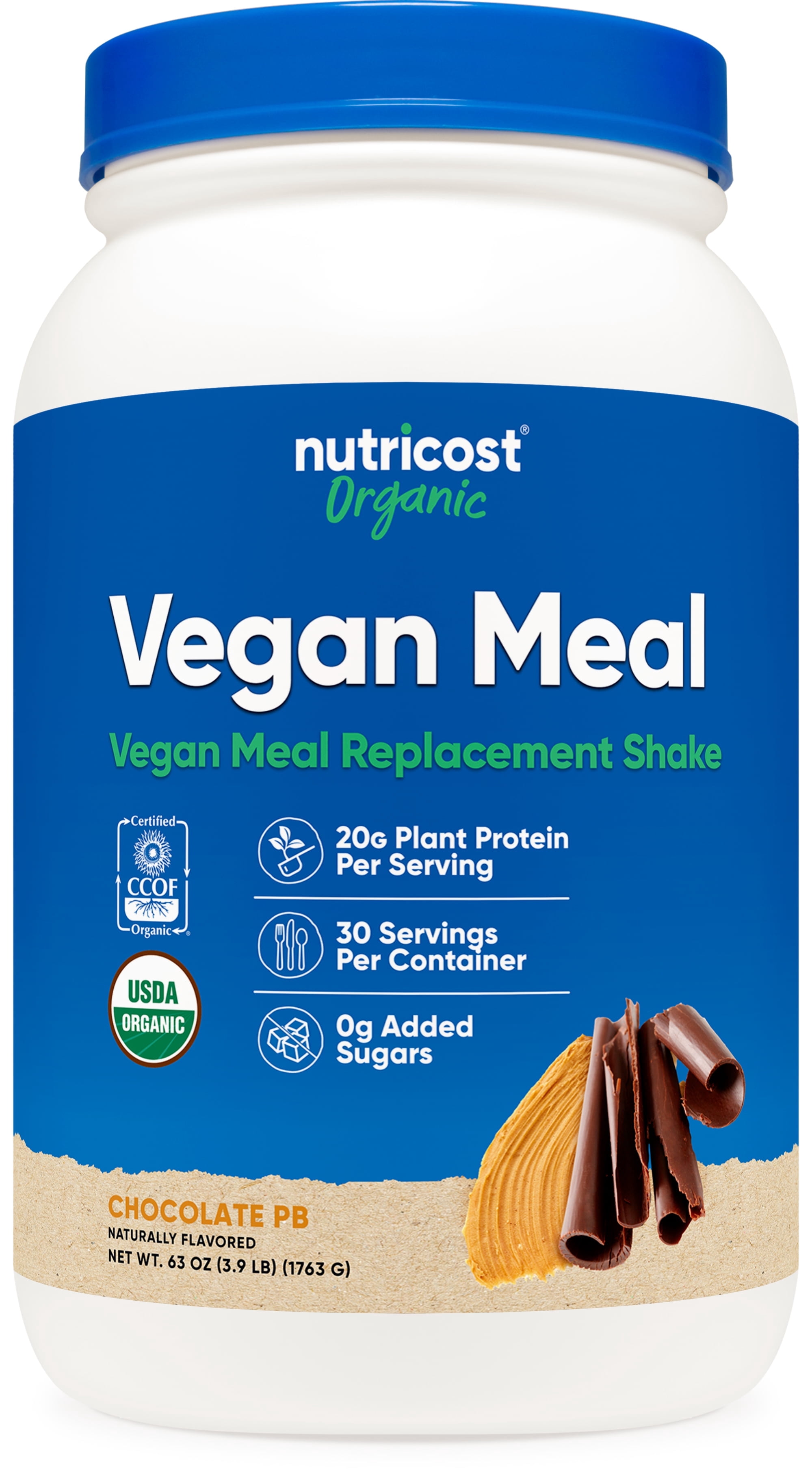 Nutricost Organic Vegan Meal Replacement Shake Powder (Chocolate Peanut ...