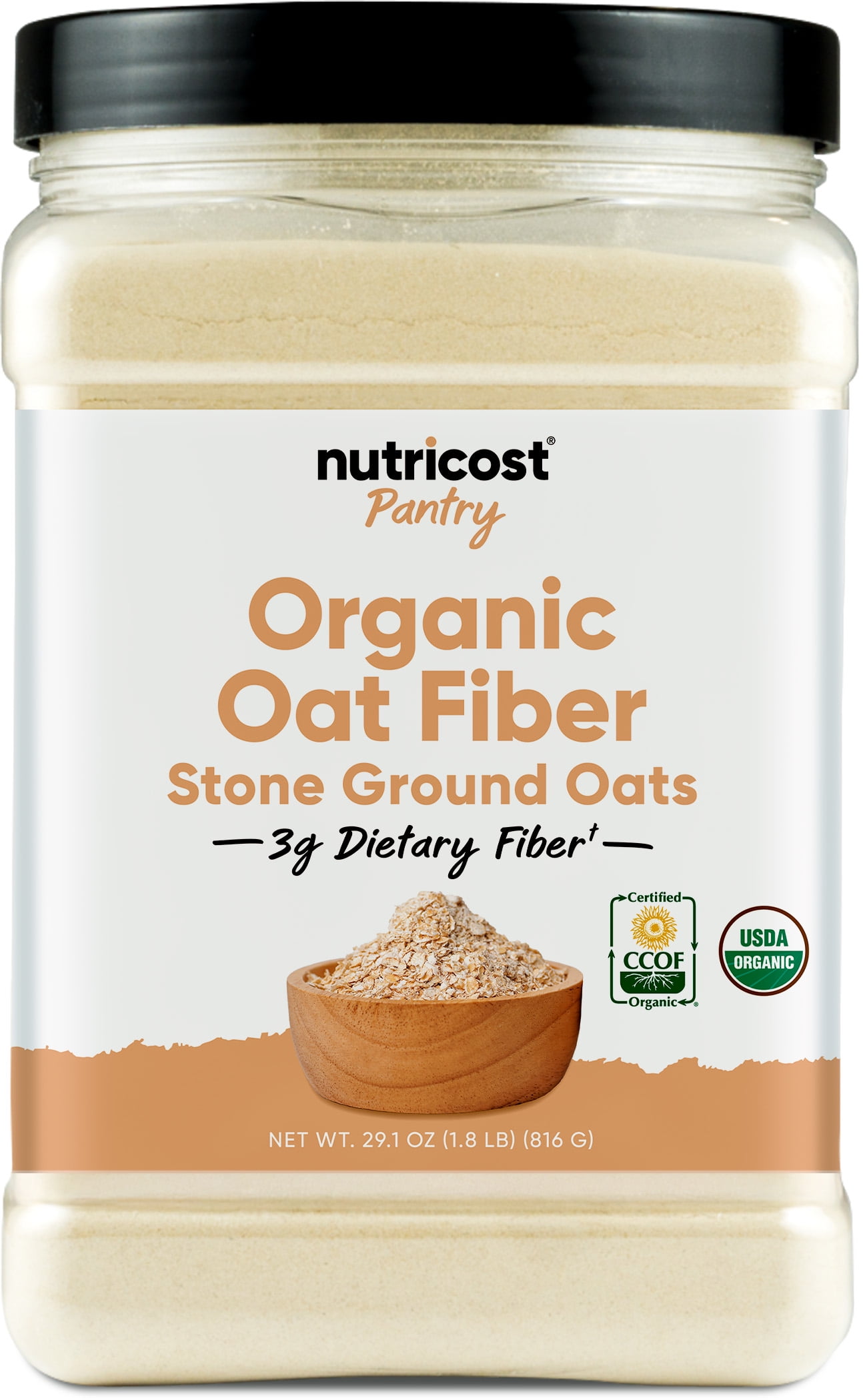 Nutricost Organic Oat Fiber 1.8 Pounds, Stone Ground, Gluten-Free, GMO ...
