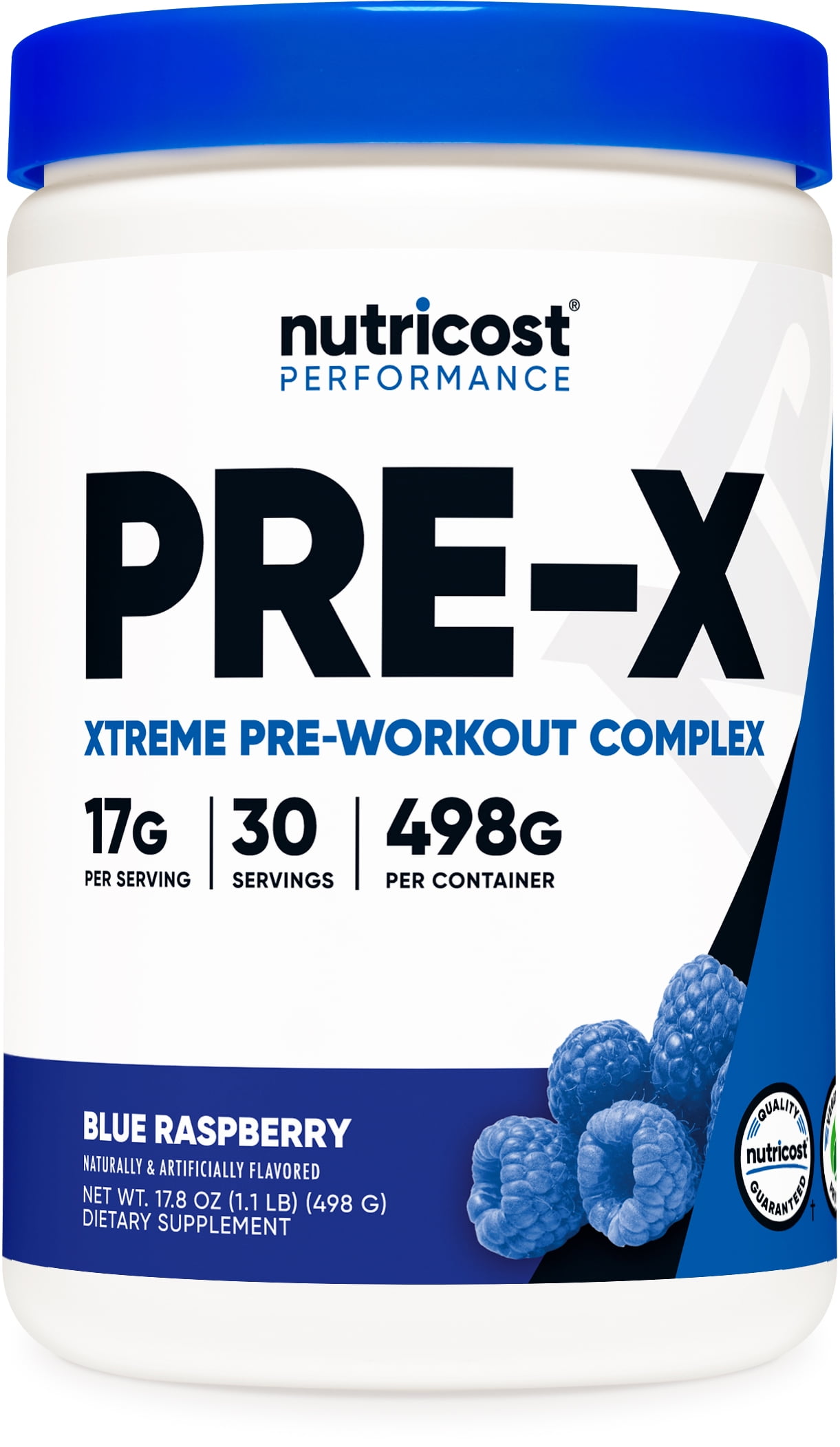 Nutricost Pre-X Xtreme Pre-Workout Complex Powder Blue Raspberry (30 ...