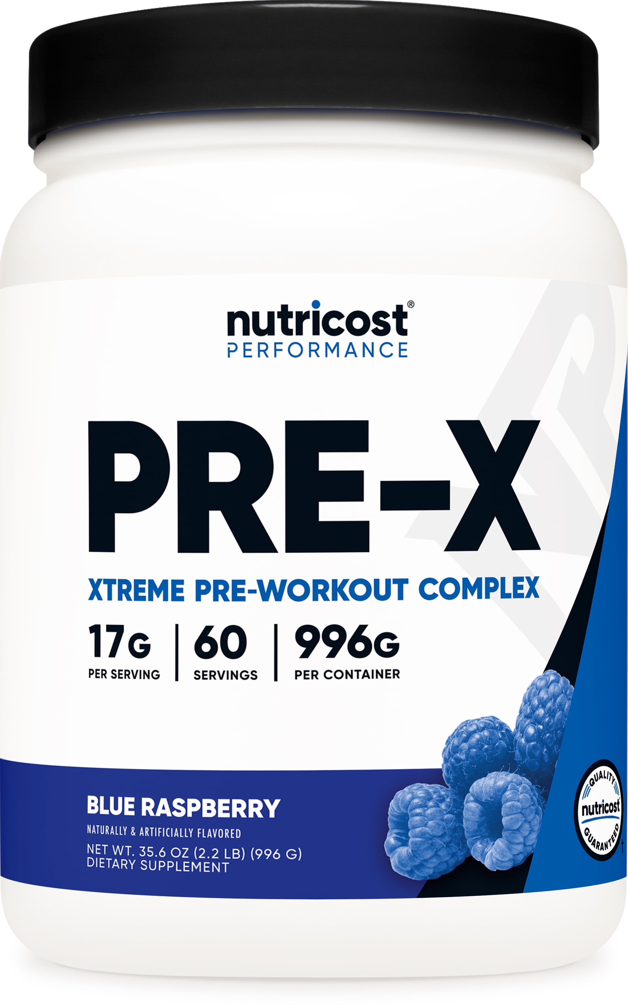 Nutricost Pre-X Workout Powder, Blue Raspberry, 60 Servings, Non-GMO ...