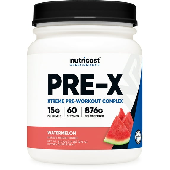 Nutricost Pre-X Xtreme Pre-Workout Complex Powder, Watermelon, 60 Servings, Vegetarian, Non-GMO ...