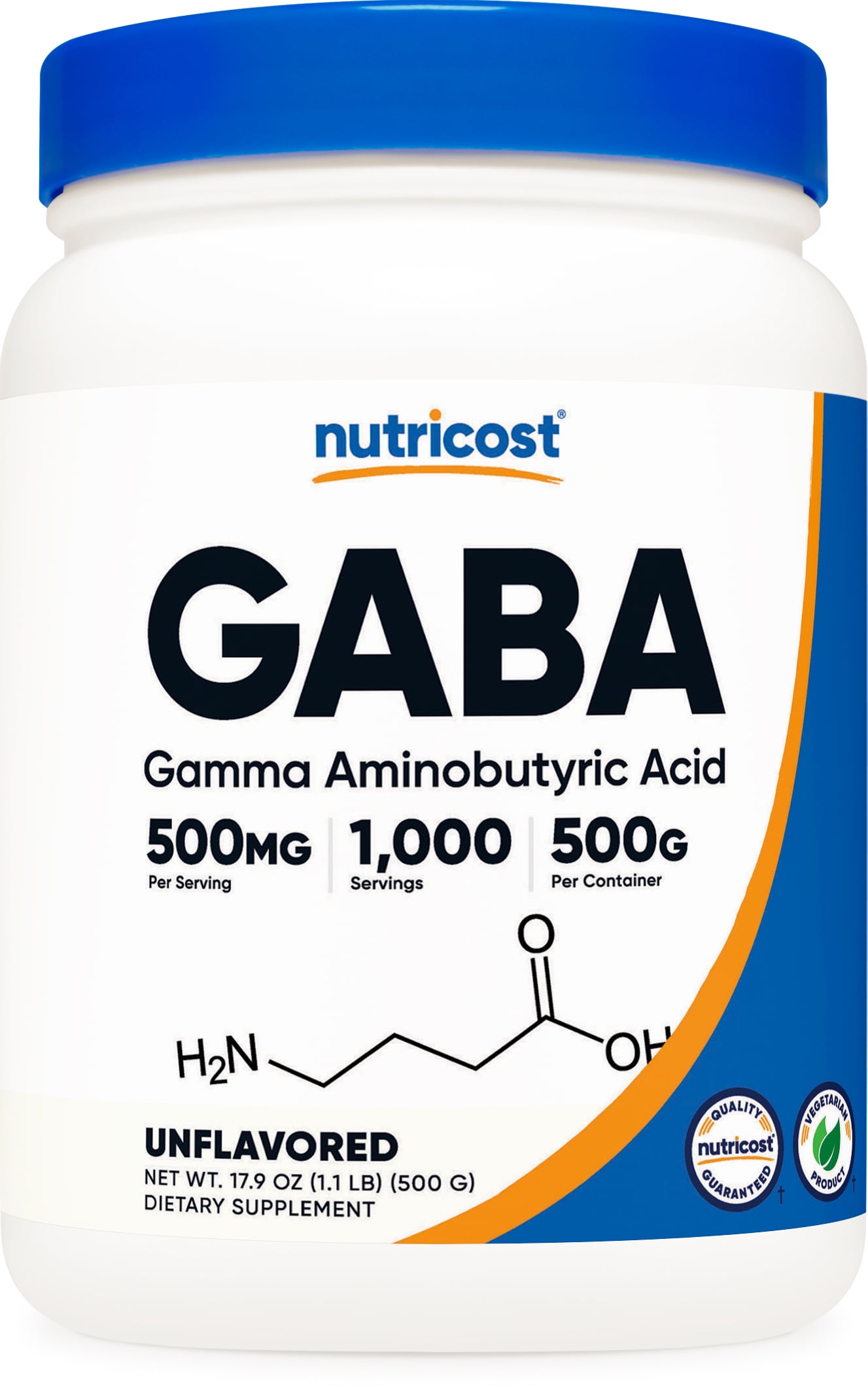 Nutricost Pure GABA 500G Supplement Powder (Gamma Aminobutyric Acid) (500 Grams/1.1 Pounds ...