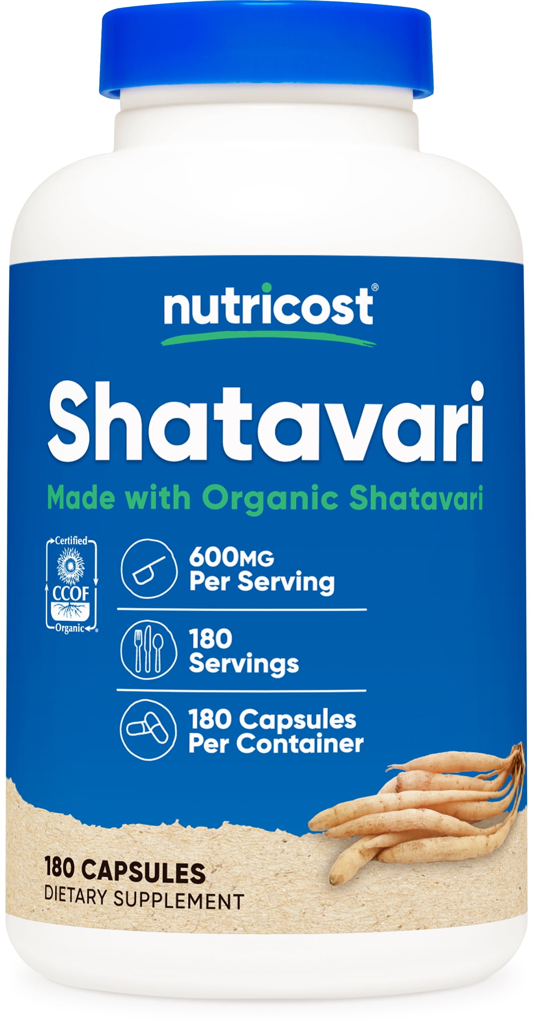Nutricost Organic Shatavari 600mg, 180 Vegetarian Capsules - Gluten ...