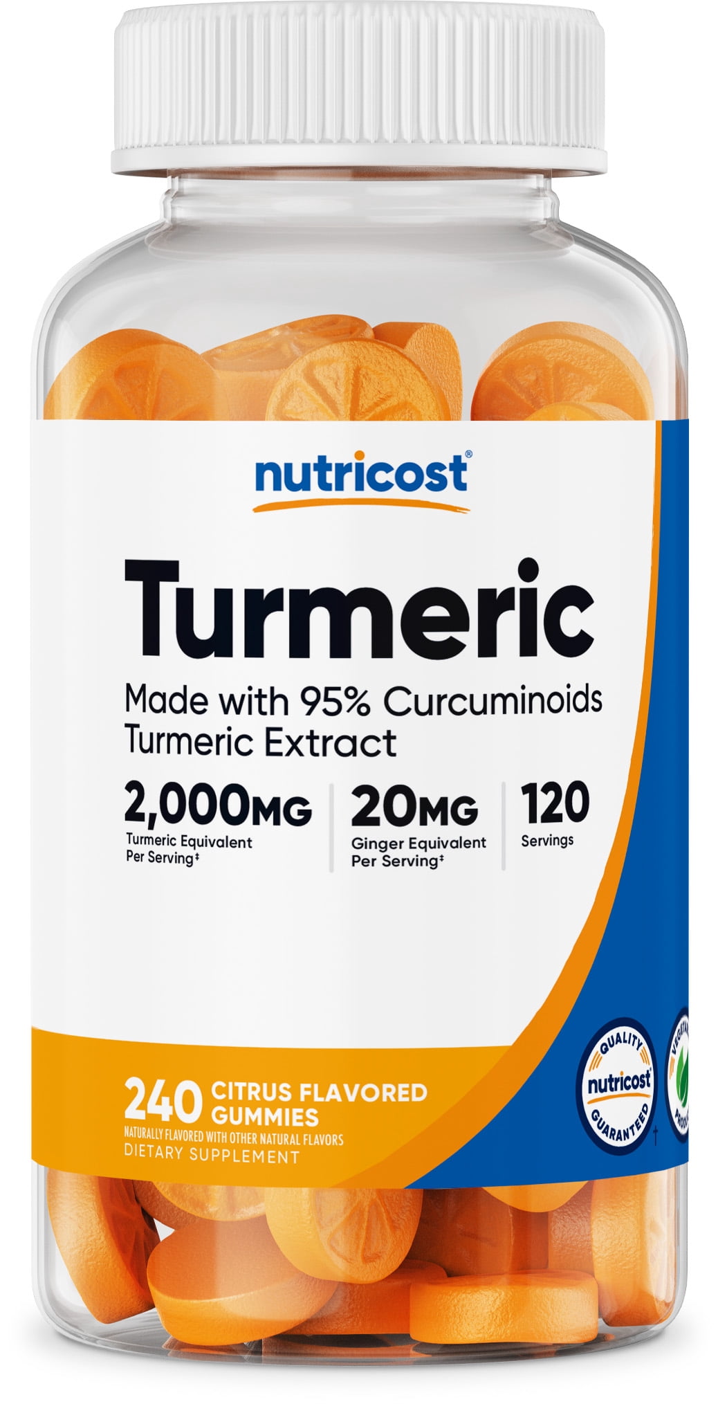 Nutricost Turmeric & Ginger Citrus Flavored Chewable Gummies Supplement ...
