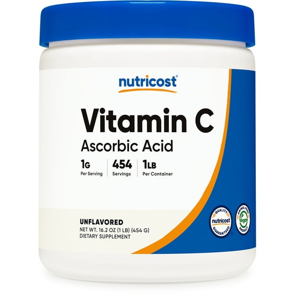 Nutricost Vitamin C (Ascorbic Acid) Powder 1LB - Gluten Free, Non-GMO Supplement