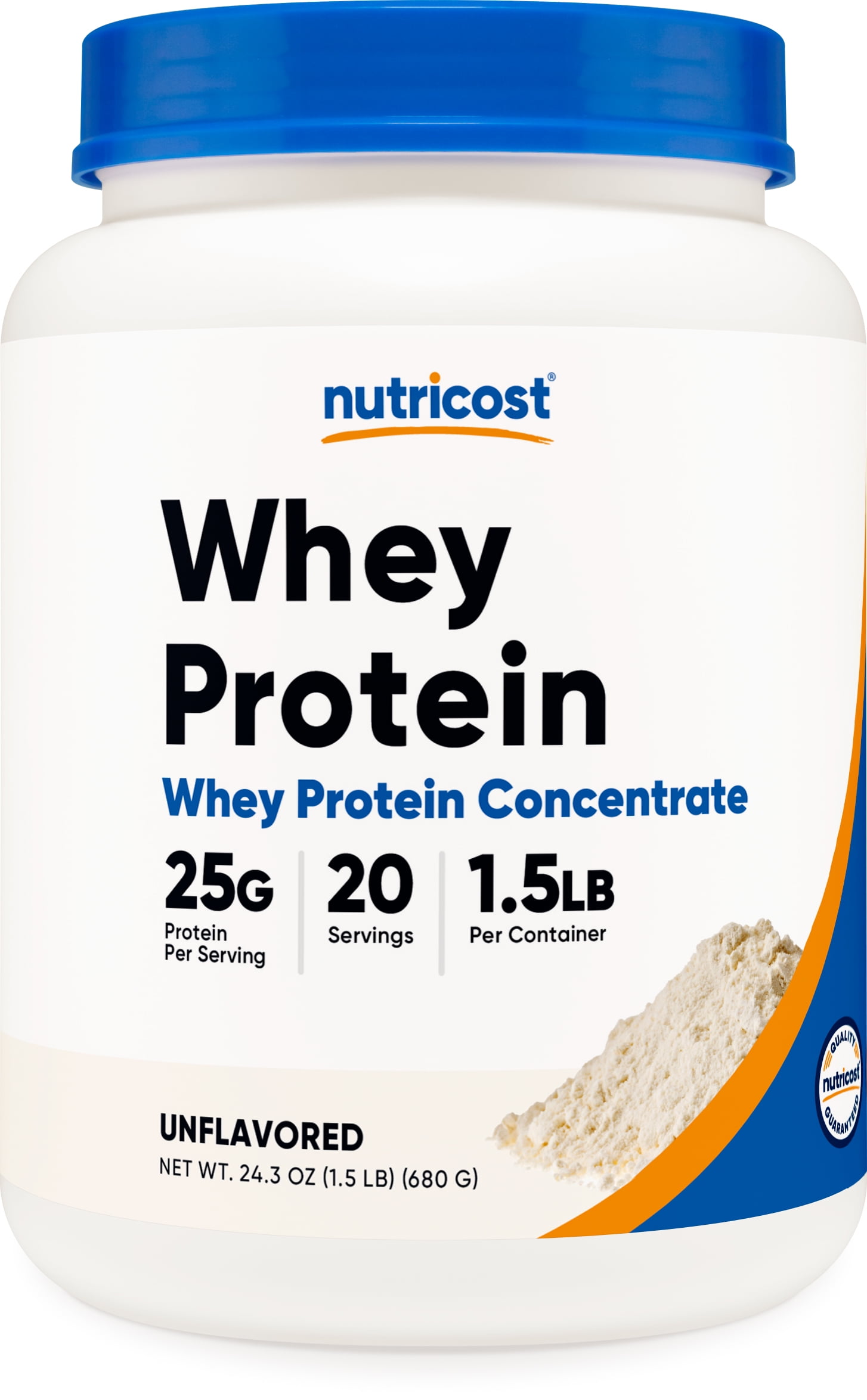 Nutricost Whey Protein Concentrate (1.5 Pounds, Unflavored) - 25 Grams of Protein Per Serving ...