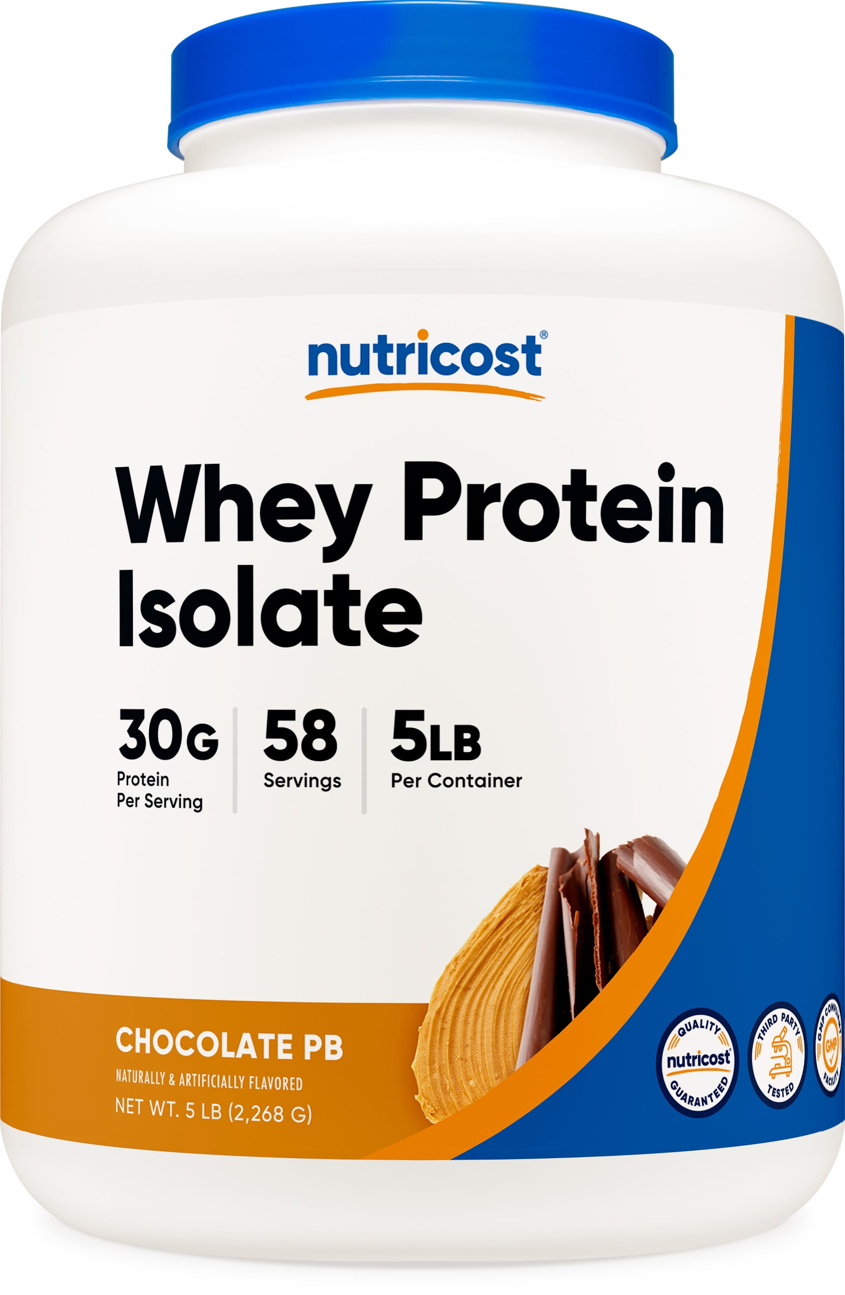 Nutricost 5lb Chocolate Peanut Butter Whey Protein Isolate Powder - Walmart.com