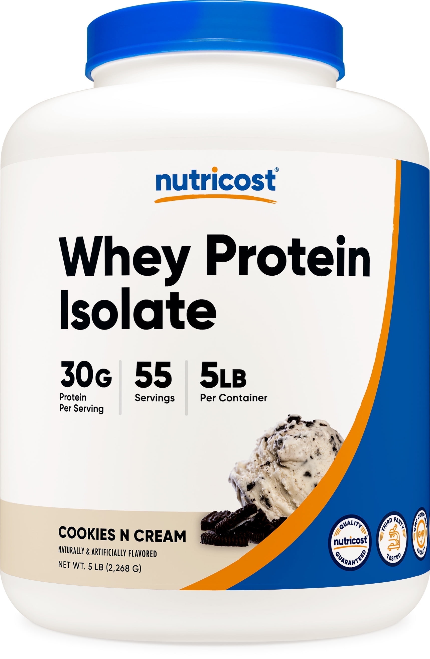 Nutricost Whey Protein Isolate, Cookies N Cream Flavor, 5 LBS, 30g ...