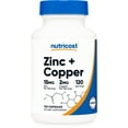 Nutricost Zinc + Copper Capsules (120 Count) - 15mg Zinc + 2mg Copper ...