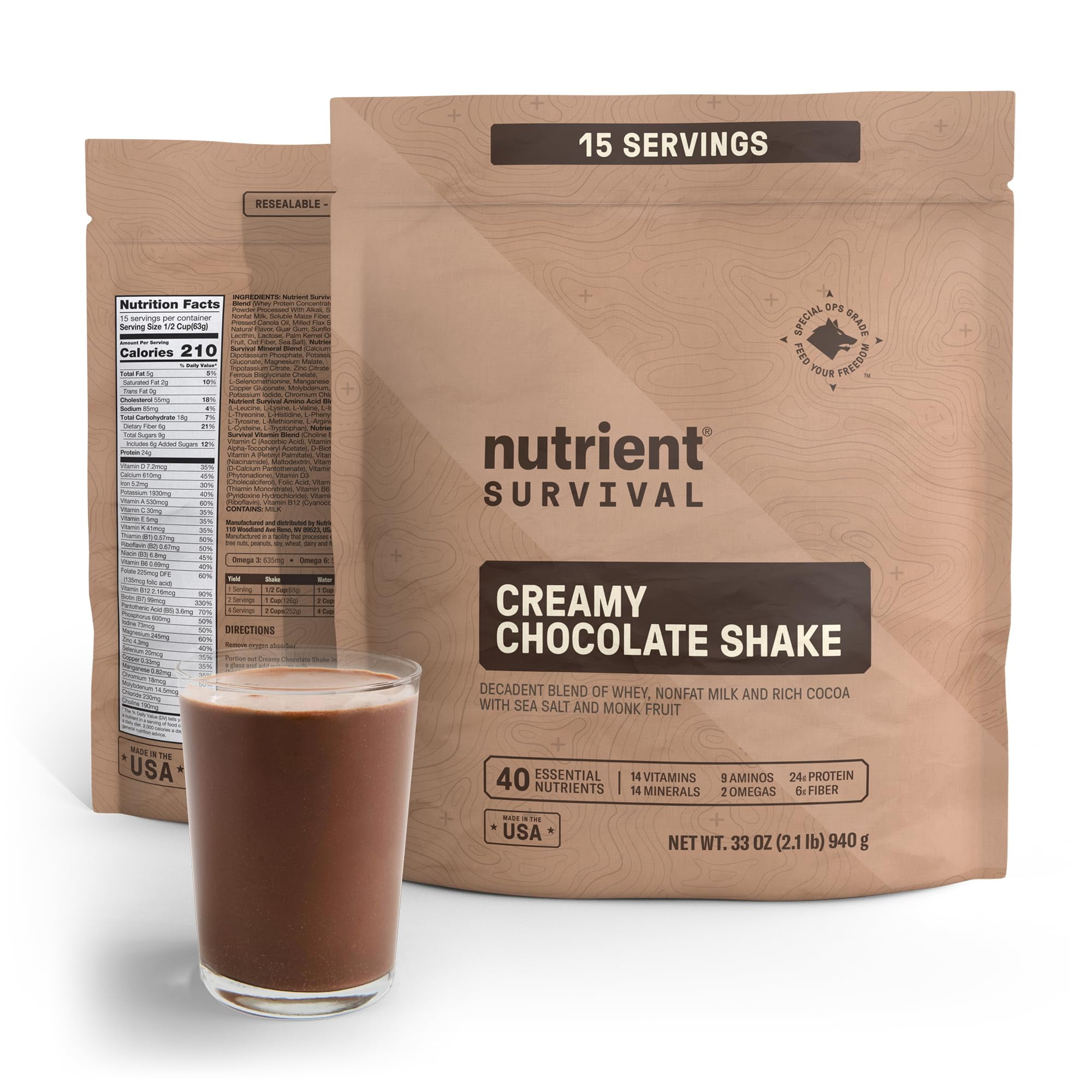 Nutrient Survival Creamy AJH3 Chocolate Whey Protein Shake: Gluten-Free ...