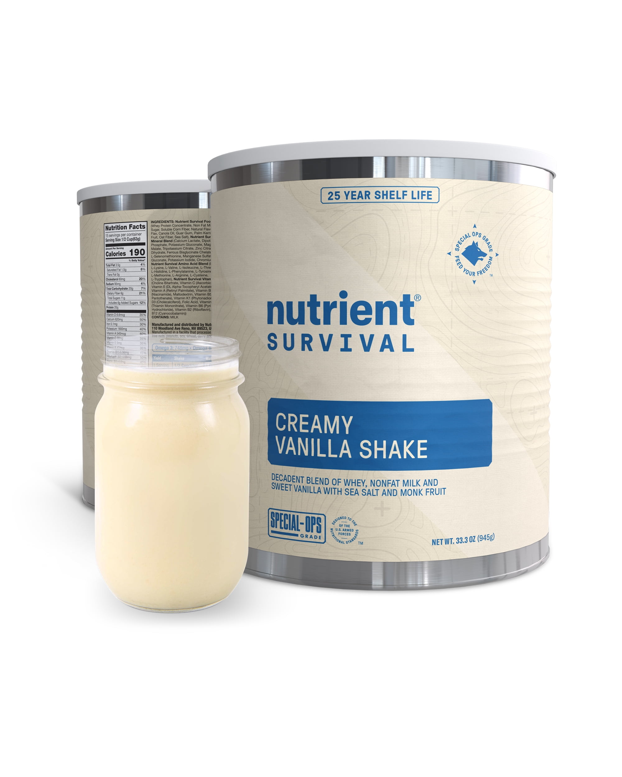 Nutrient Survival Protein Shake, Creamy Vanilla, Whey Protein Powder ...