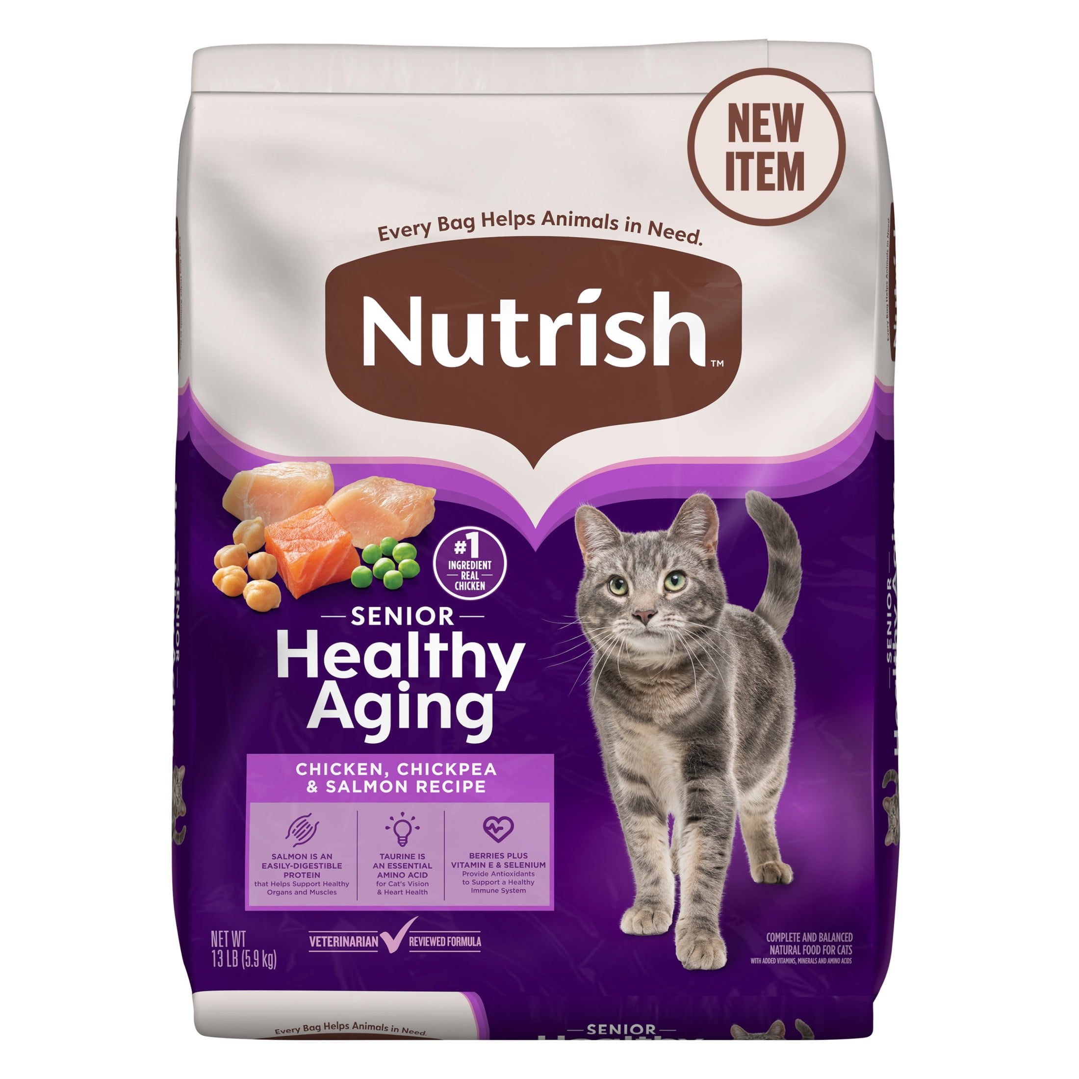 Nutrish Senior Healthy Aging Chicken, Chickpea and Salmon Dry Cat Food ...