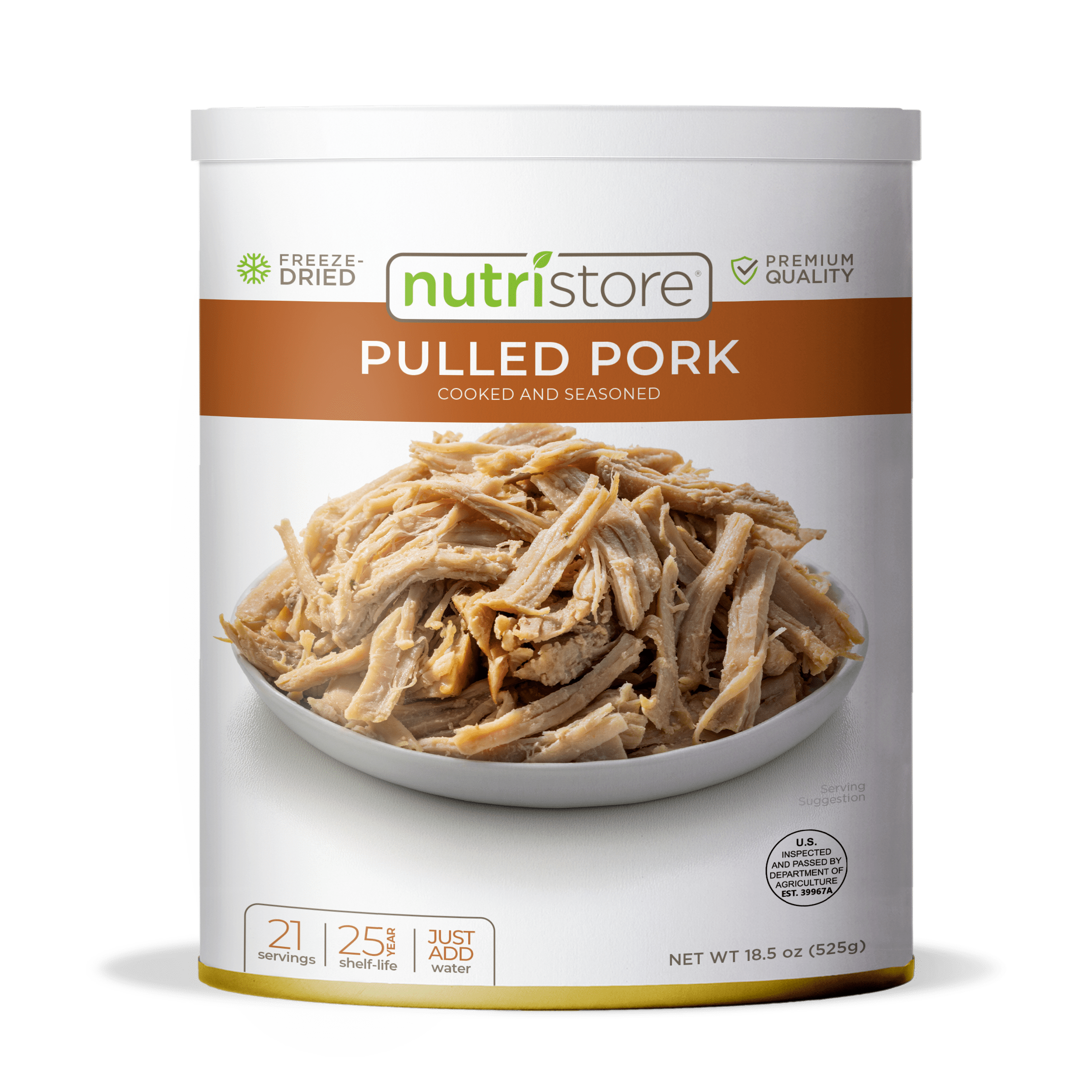 Nutristore Freeze-Dried Pulled Pork No. 10 Can - Dehydrated Survival ...