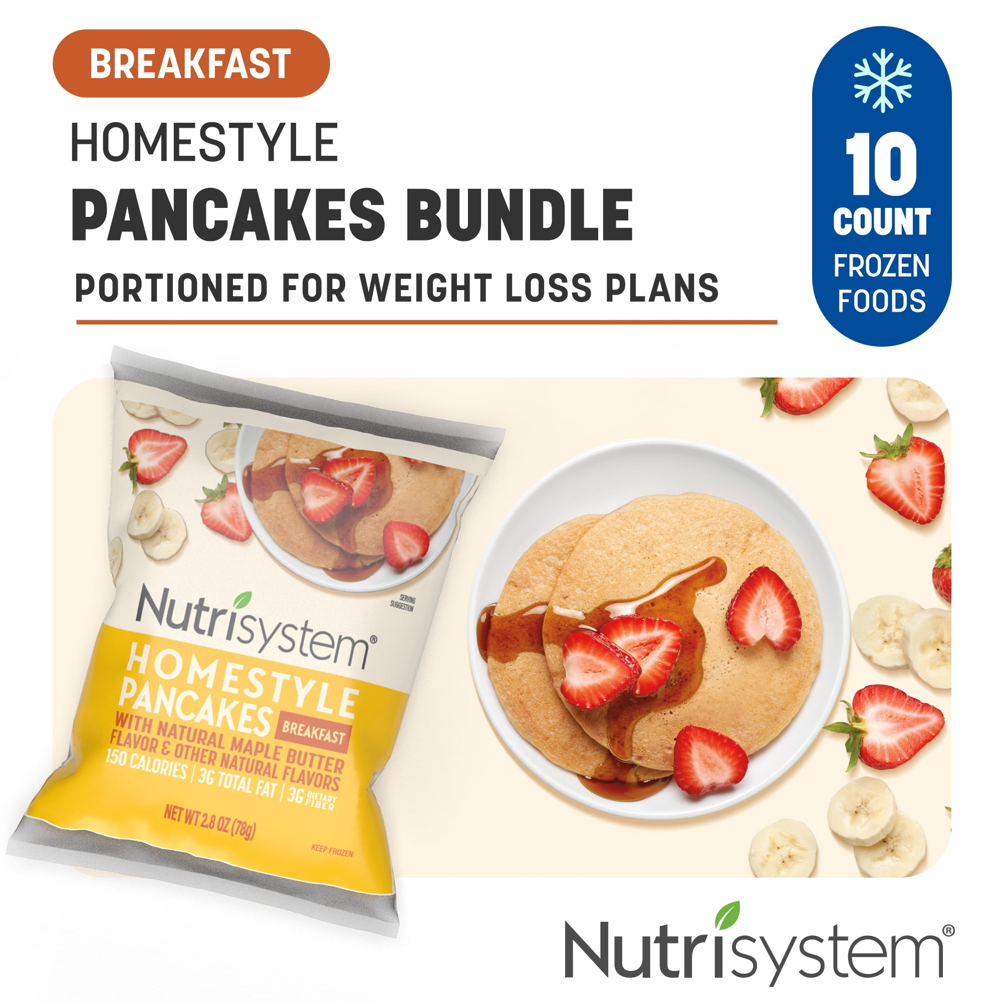 Nutrisystem Homestyle Pancakes, Frozen Breakfast-Ready, 10 Count ...