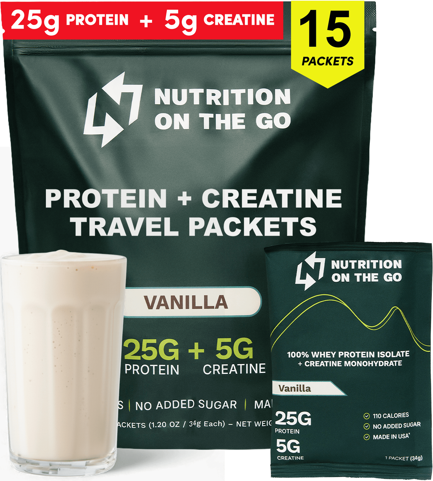 Nutrition On The Go Vanilla Whey Protein with Creatine – 15 Single ...