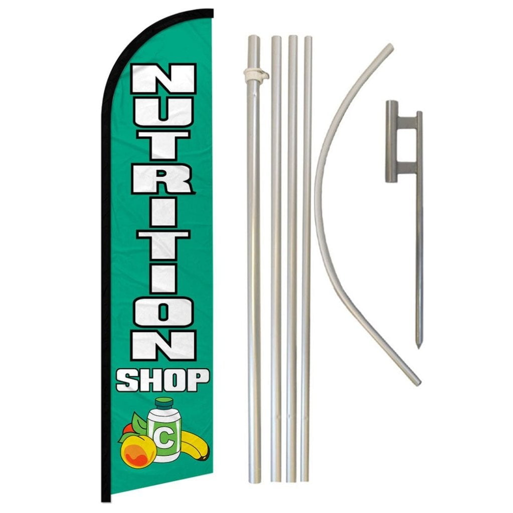 Nutrition Shop Windless Banner Flag & Pole Kit - Walmart.com