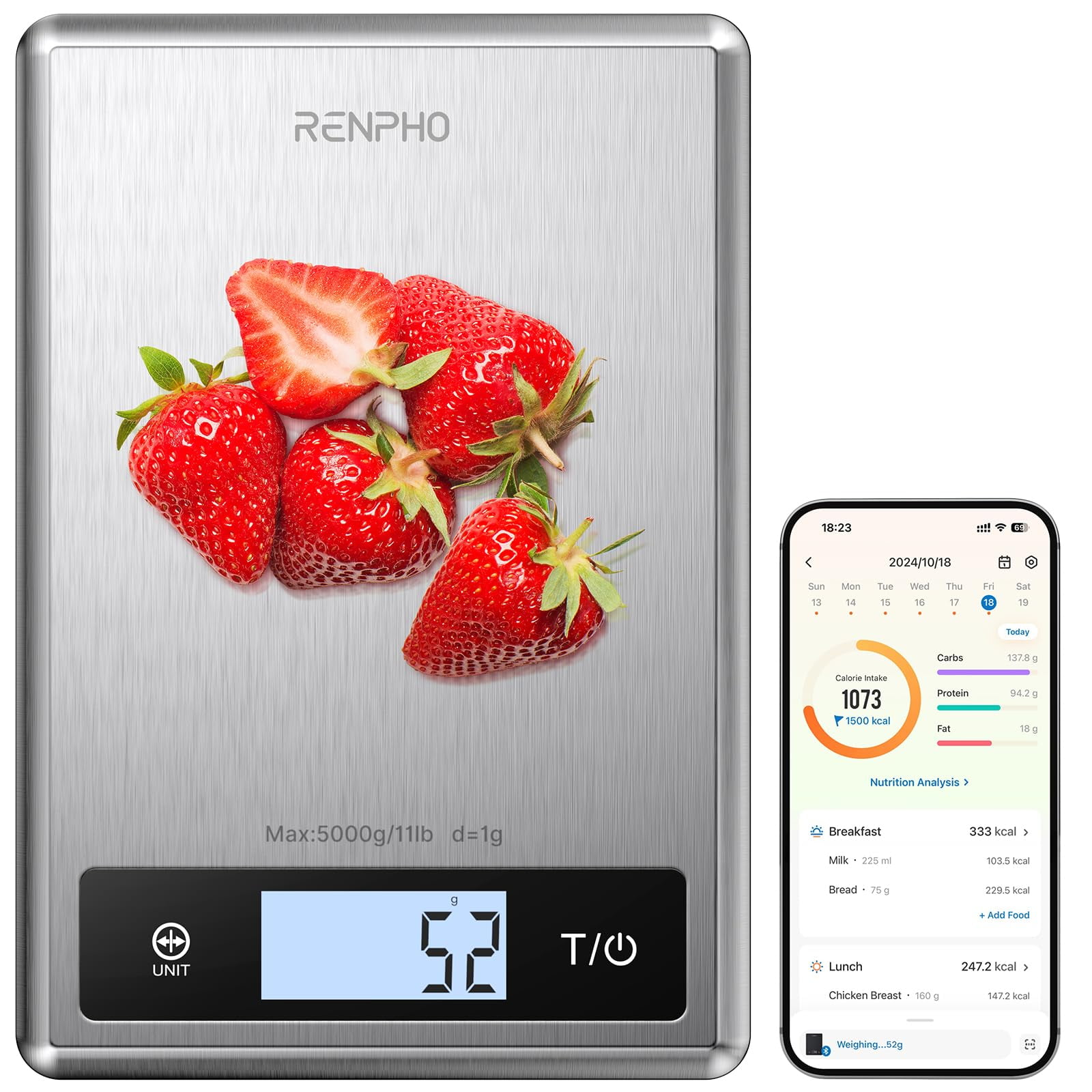 Nutritional Food Scale Smart Kitchen Scale with Health App, Digital ...