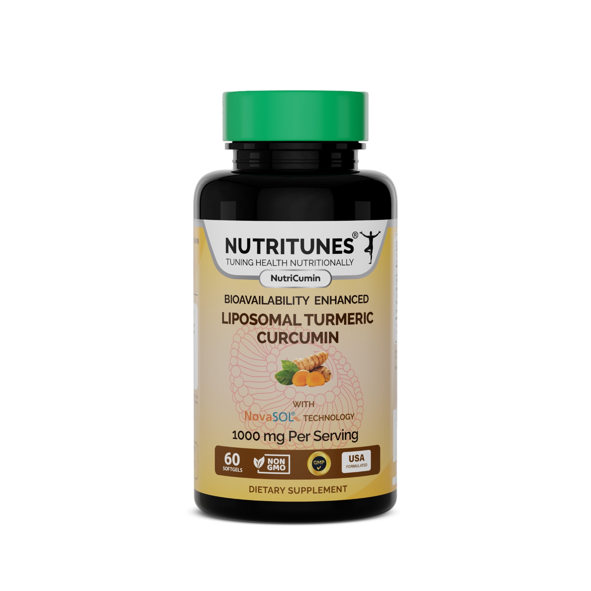 Nutritunes NutriCumin Liposomal Turmeric Curcumin with NovaSOL, 60 ...