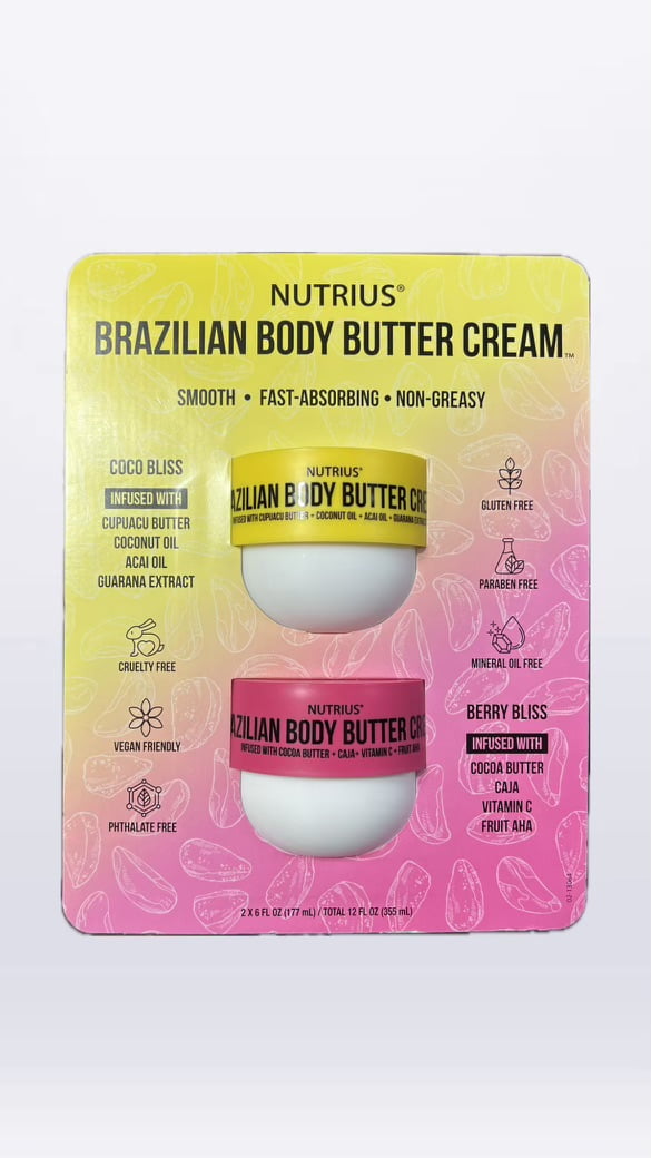 Nutrius Brazilian Body Butter Cream 2 pack 6 oz each Coco Bliss and ...