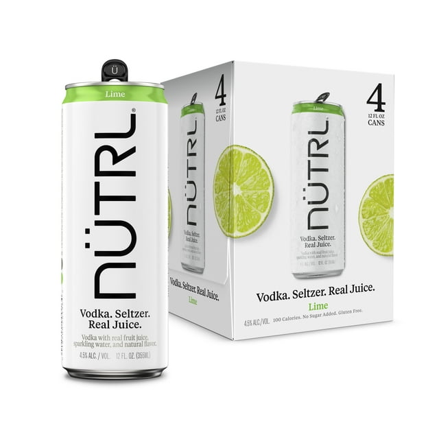 Nutrl Lime Vodka Seltzer 4 Pack 12 fl oz Aluminum Cans, 4.5% ABV - Walmart.com