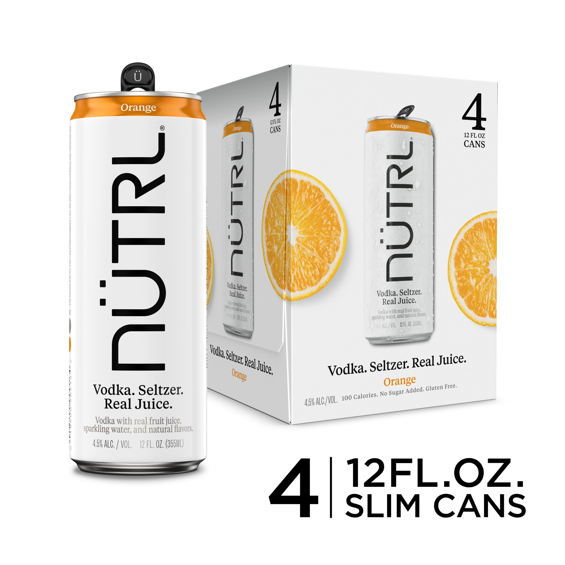 Nutrl Orange Vodka Seltzer, 4 Pack 12 fl oz Aluminum Cans, 4.5% ABV - Walmart.com