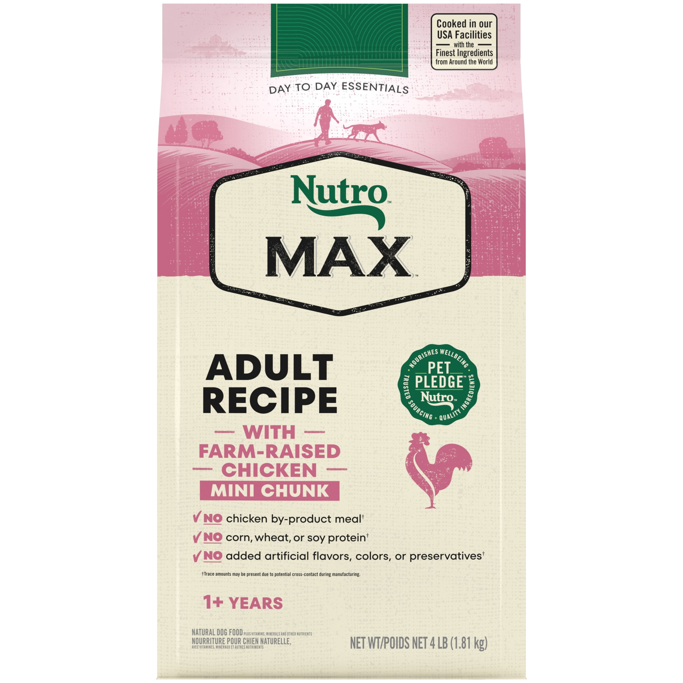 Nutro Max Adult Mini Chunk Dry Dog Food With Farm-Raised Chicken, 4 Lb ...