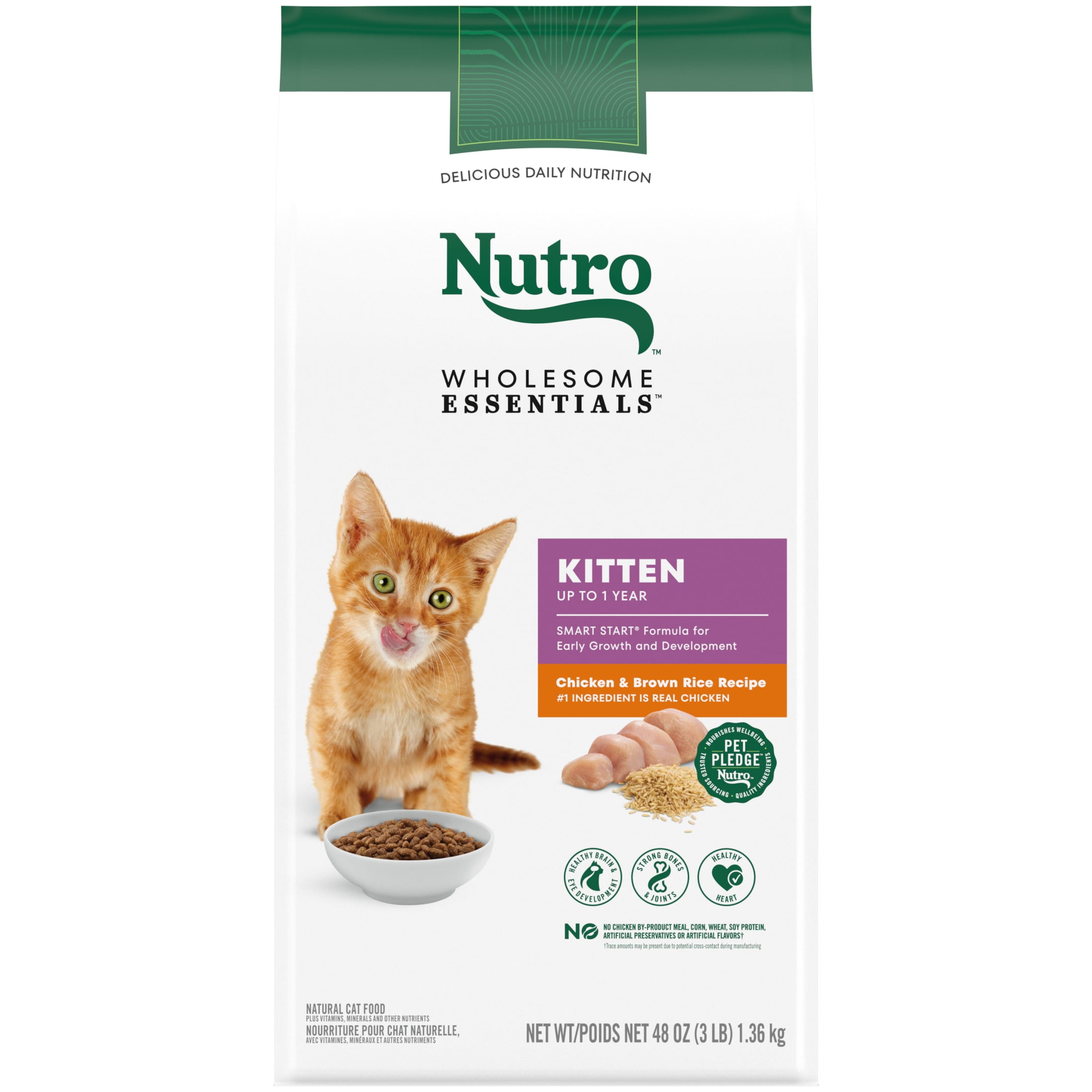 Nutro Wholesome Essentials Kitten Dry Cat Food, Chicken & Brown Rice Recipe, 3 Lbs. - Walmart.com