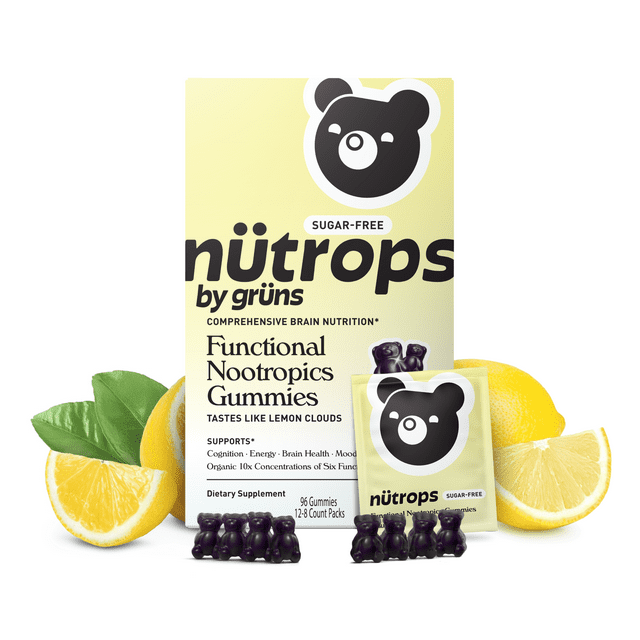 Nutrops by Gruns, Sugar-Free Lions Mane Mushroom Gummies for Adults ...