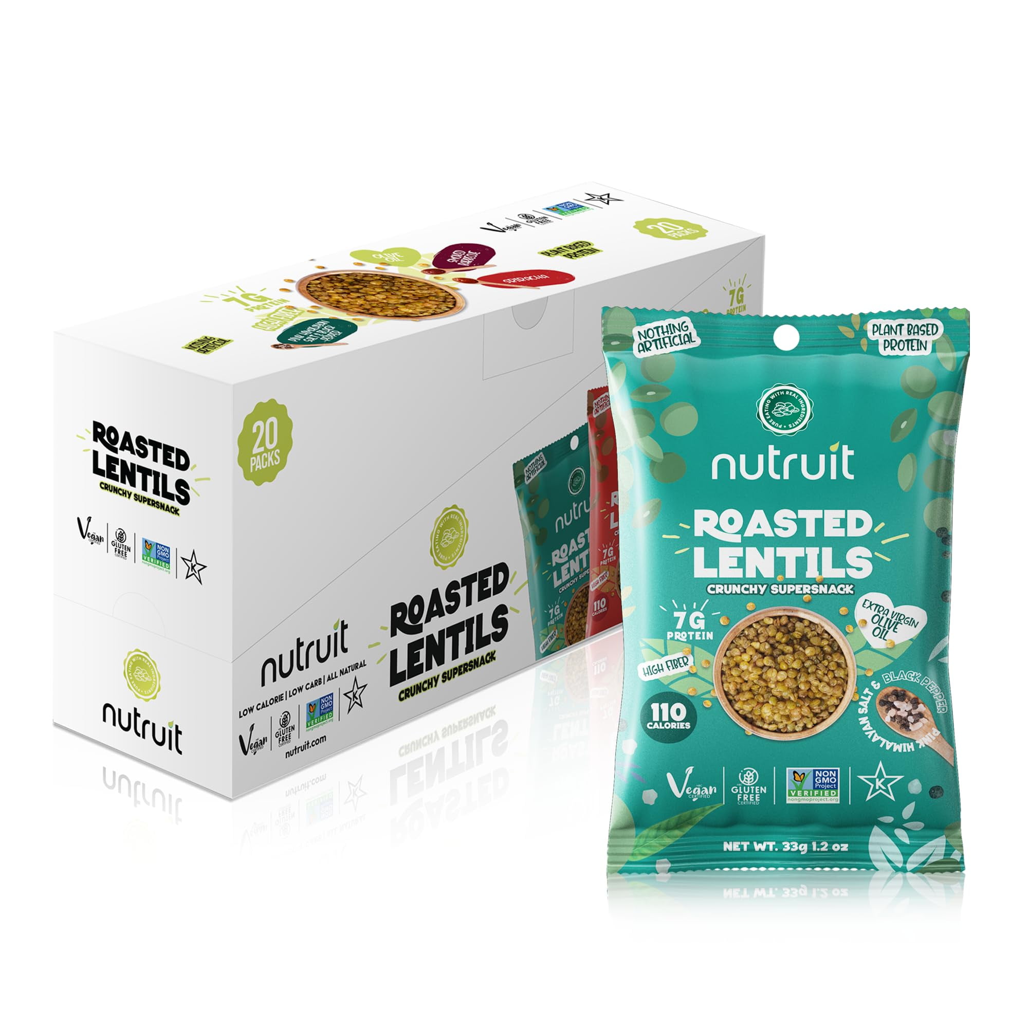 Nutruit Roasted Lentil Snack KEF28 - Himalayan Salt & Black Pepper ...