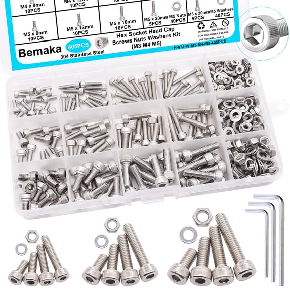 Nuts and Bolts Assortment Kit, 304 Stainless Steel Bolts 8 Sizes #6-32 ...