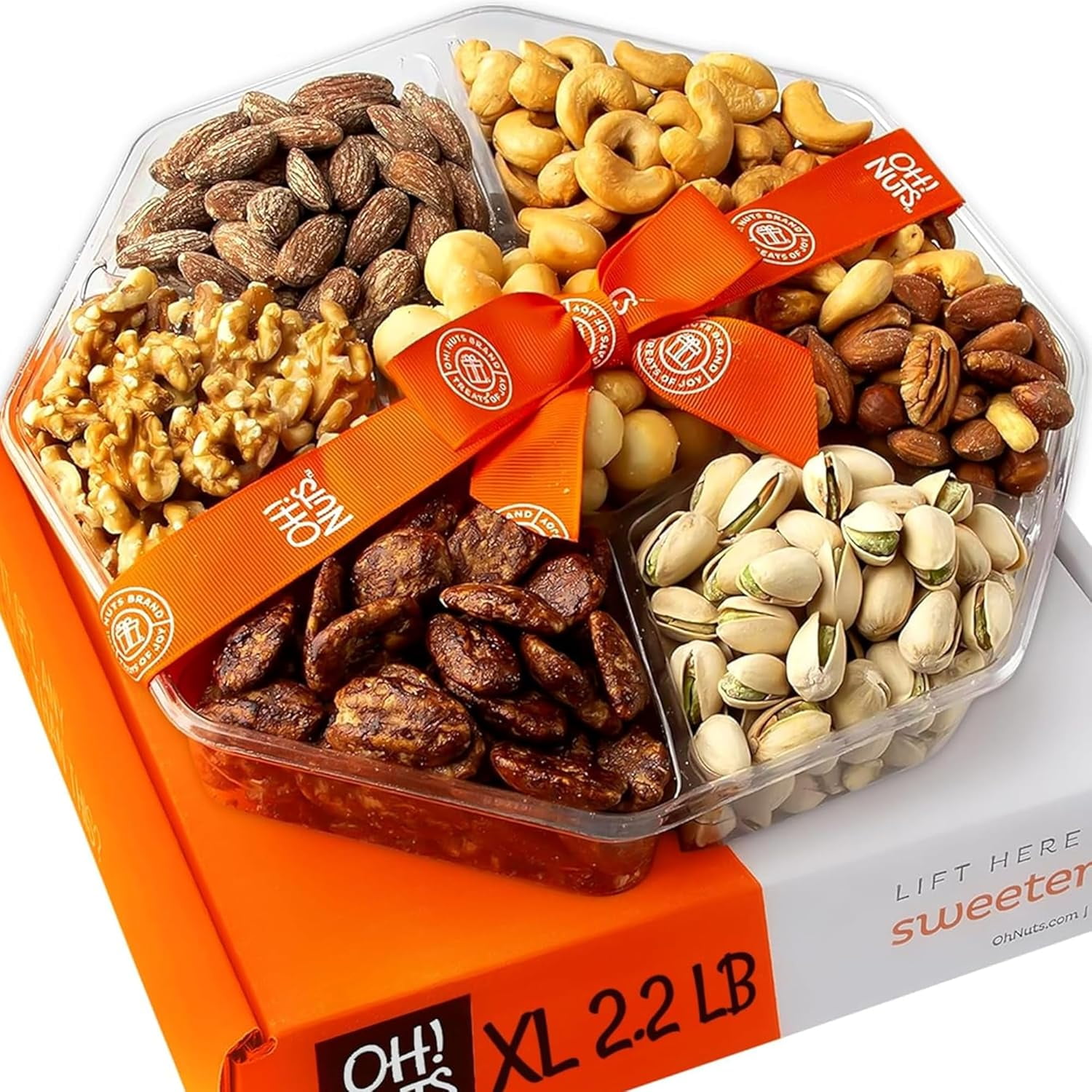 Nuts Gift Basket 2.2 LB | Large 7 Variety Holiday Freshly Roasted Party ...