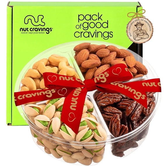 Nut Cravings Red Ribbon Nuts Gift Basket, Kosher Snack Tray, Healthy ...
