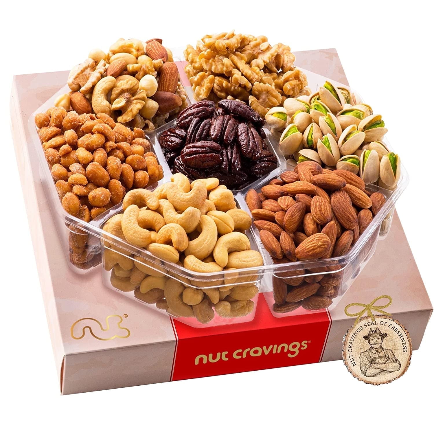 Nut Cravings Nuts Gift Basket Red Box (7 Assortments, 2 LB) Premium ...