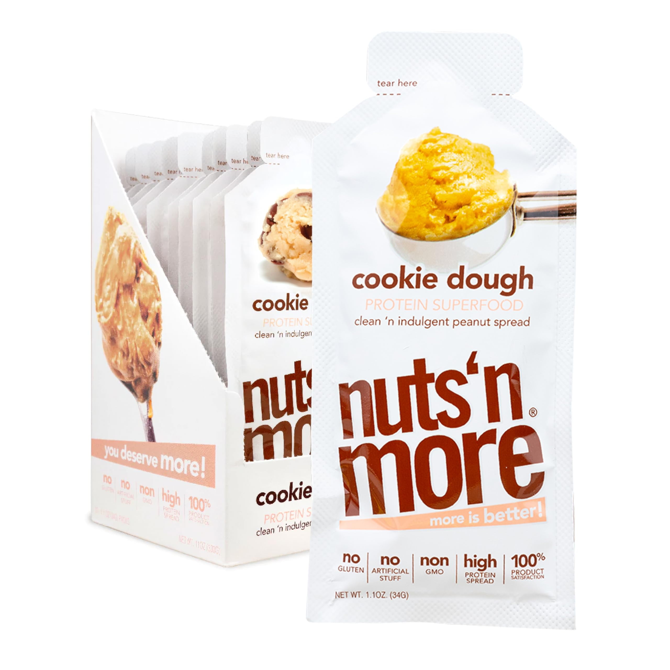 Nuts 'N More Cookie STF9 Dough Snack Packs - High Protein Peanut Spread ...