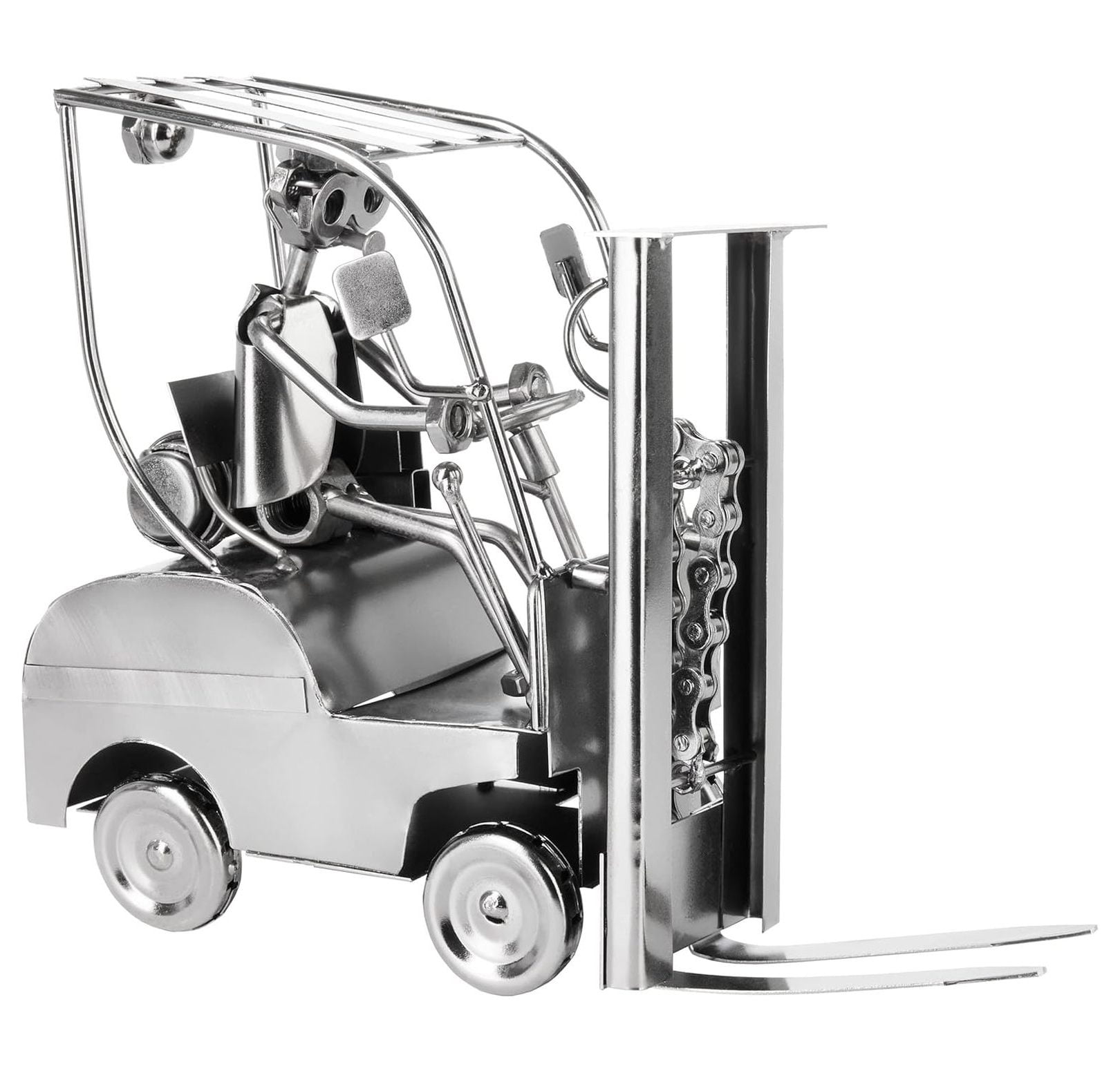 Nuts and Bolts Sculpture Forklift - Forklift Driver Silver Iron Metal ...