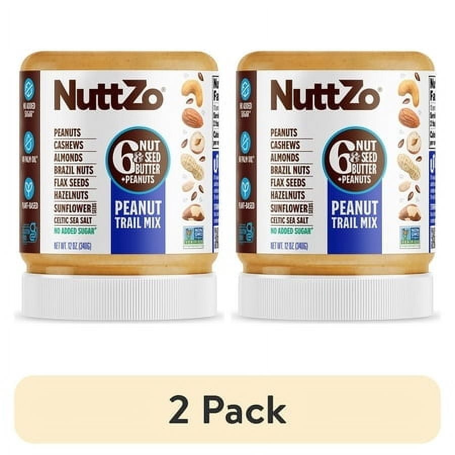 (2 pack) NuttZo Natural Peanut Trail Mix, 6 Nut & Seed Butter Spread ...