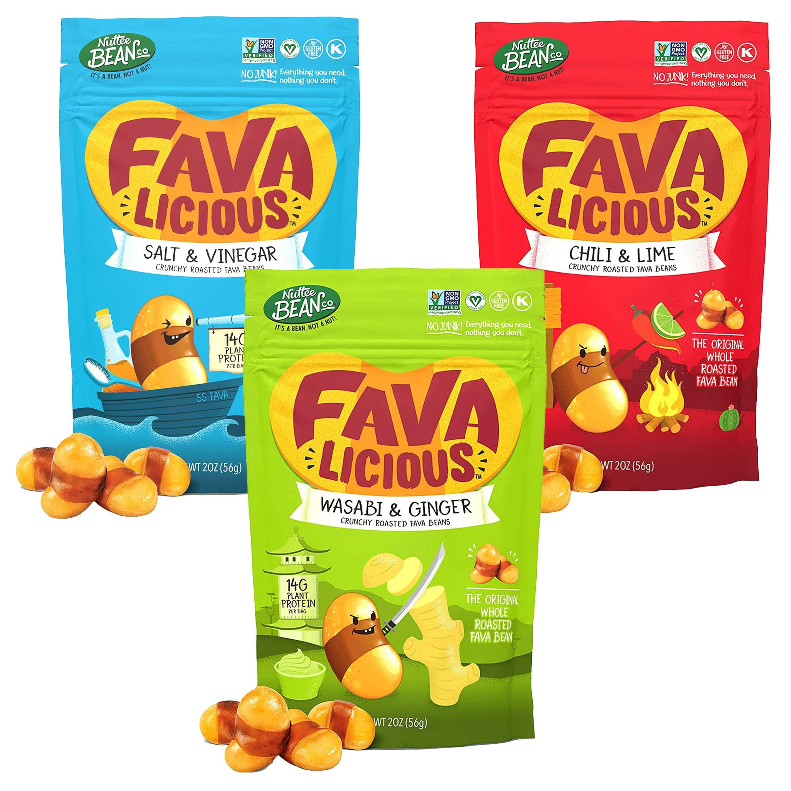 Nuttee Bean Favalicious Fava STF9 Bean Snacks - Roasted Fava Beans ...