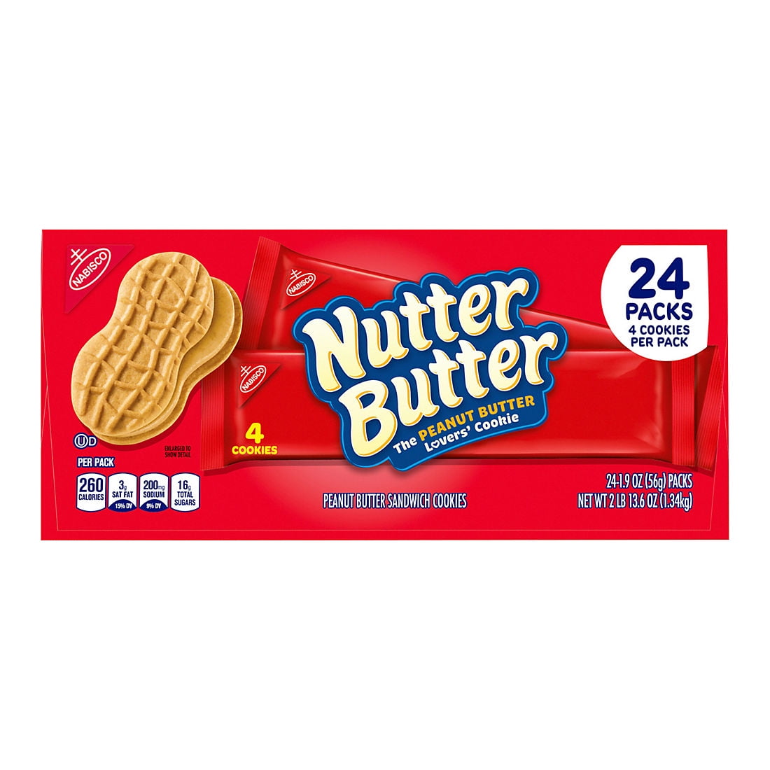 Nutter Butter Peanut Butter Sandwich Cookie Snack Packs, 24 pk ...