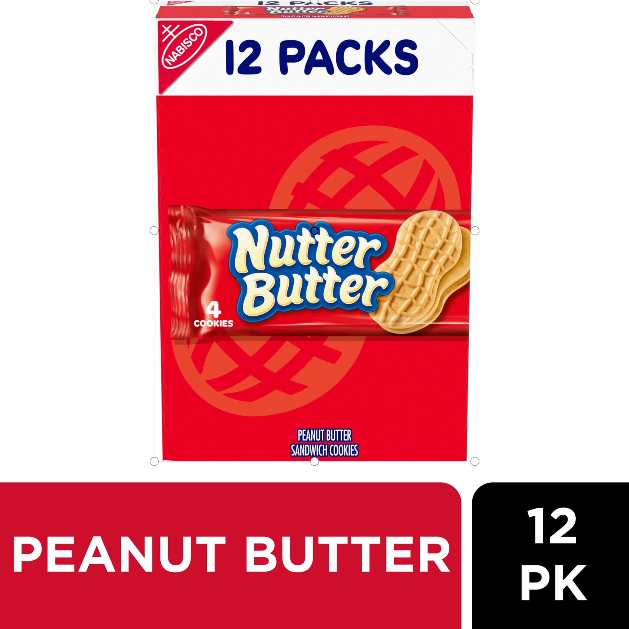 Nutter Butter Peanut Butter Sandwich Cookies, 12 Packs (4 Cookies Per ...