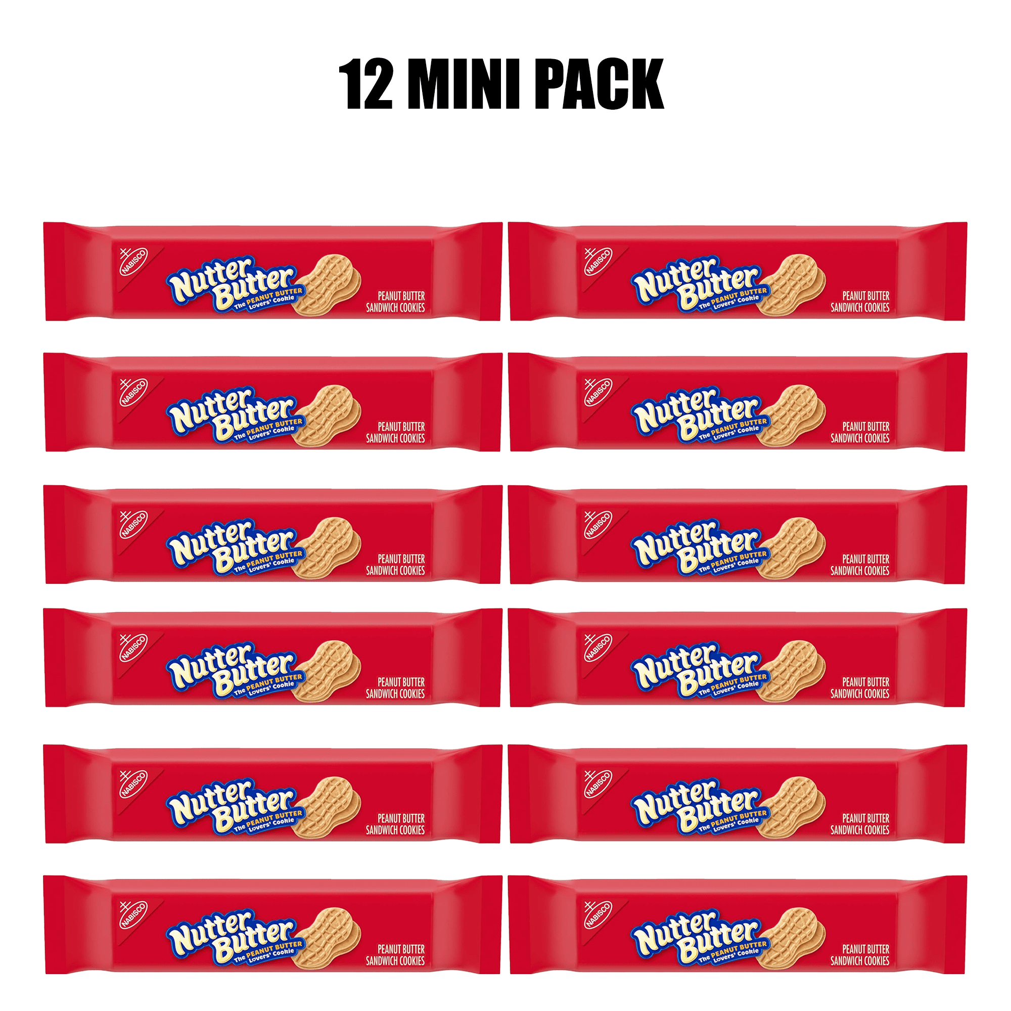 Nutter Butter Peanut Butter Sandwich Cookies for Snack Time, 1.9 Oz, 12 ...