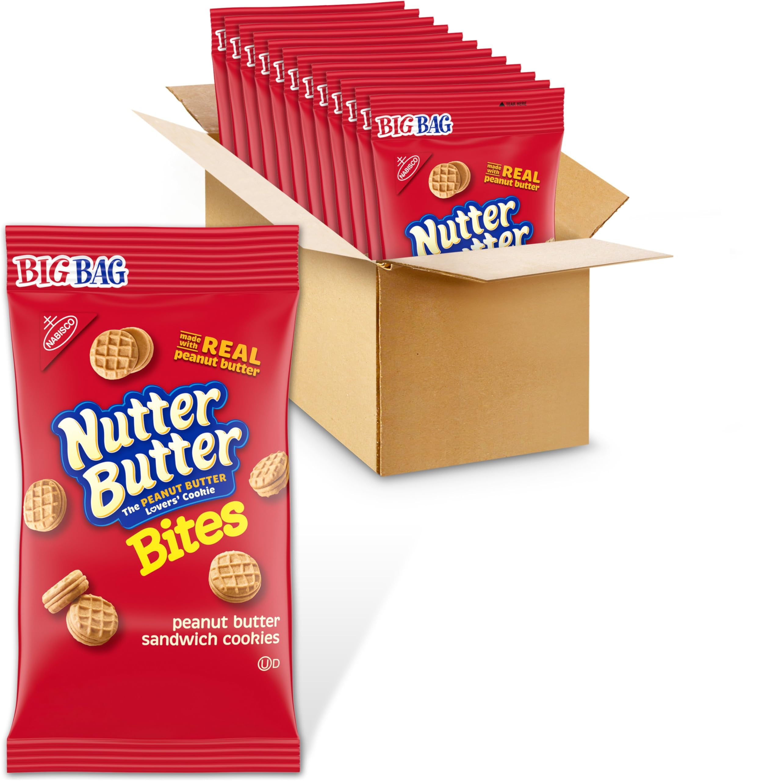 Nutter TMH1 Butter Bites Peanut Butter Sandwich Cookies, Big Bag, 12 ...