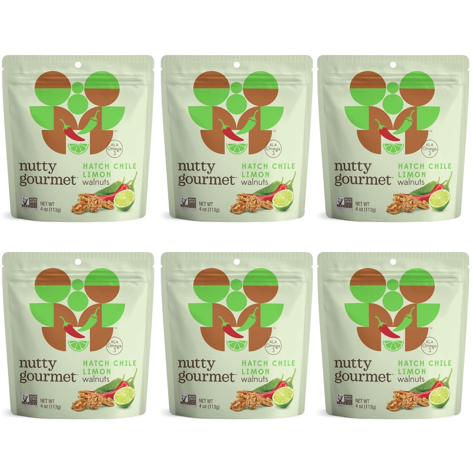 Nutty Gourmet Hatch Chili Limon Flavored Walnuts - All Natural ...